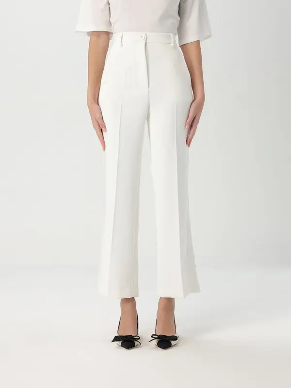 Elisabetta Franchi Tailored Button Detailed Trousers - Ivory