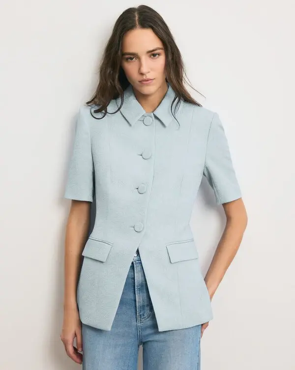 Veronica Beard Bodie Jacquard Blazer - Blue Stream