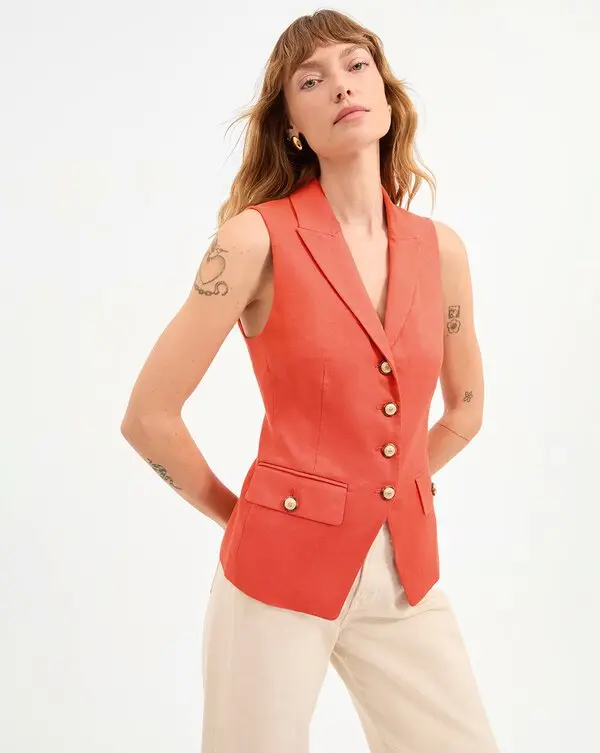 Veronica Beard Benny Linen Vest