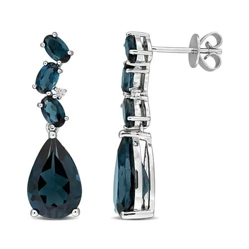 JULIANNA B. Gemstone And Diamond Drop Earrings - White Gold/blue Topaz