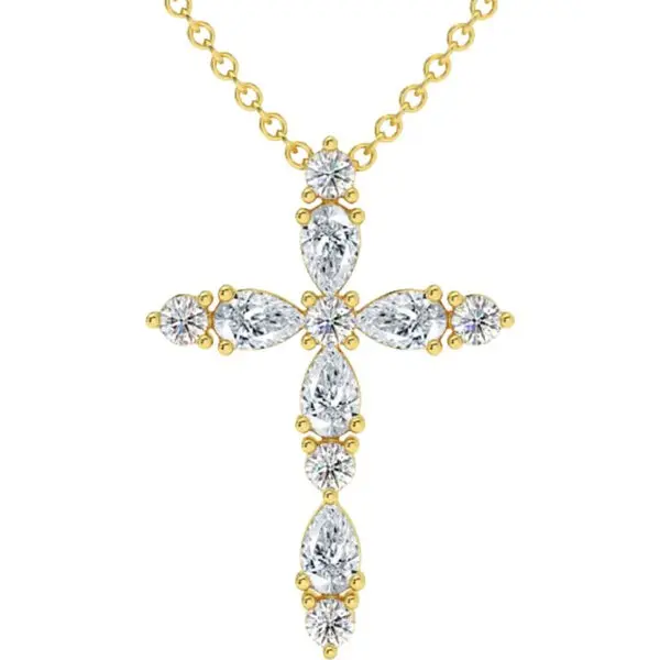 BLISS DIAMOND 3/4ct Diamond Cross 14k Gold Necklace - 14k Yellow Gold