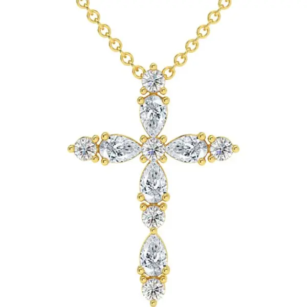 BLISS DIAMOND 3/4ct Diamond Cross 14k Gold Necklace - 14k Yellow Gold