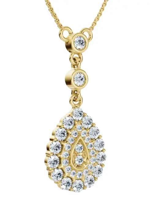 BLISS DIAMOND 1/2ct Pear Shape Dangle Pendant Necklace - 10k Yellow Gold