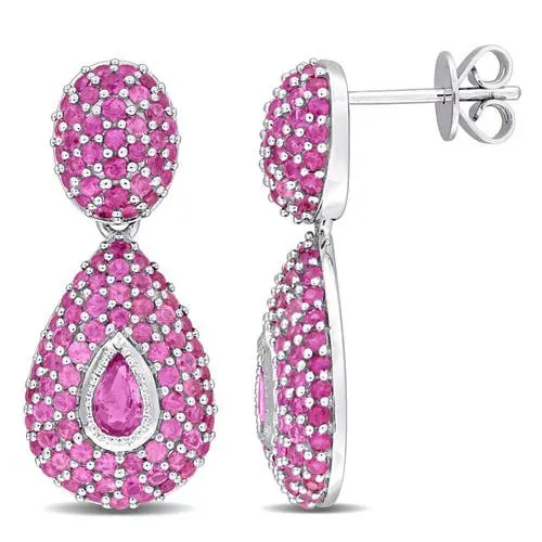 JULIANNA B. Gemstone Cluster Dangle Earrings - Pink Sapphire