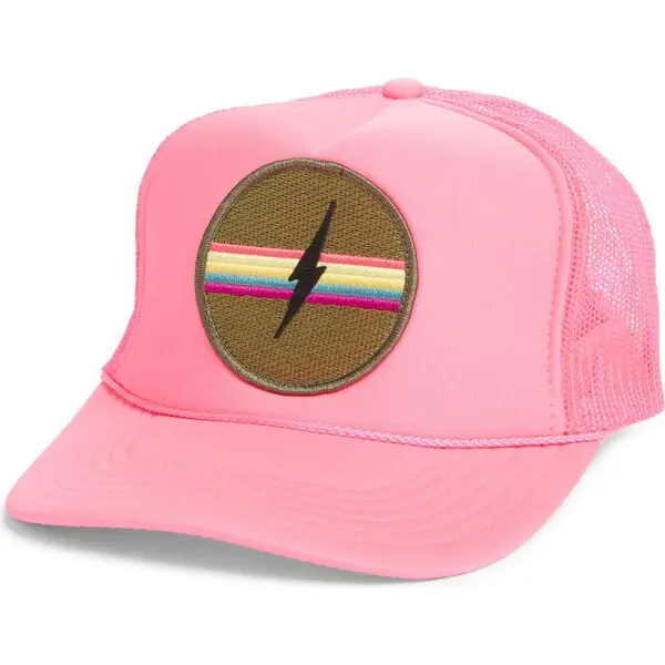 FRIDAY FEELIN’ Lightening Bolt Patch Trucker Hat - Pink