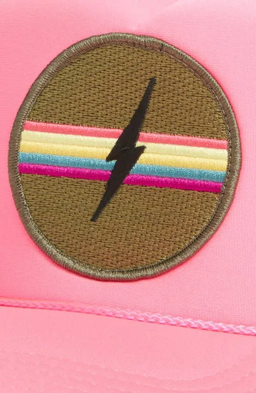 FRIDAY FEELIN’ Lightening Bolt Patch Trucker Hat - Pink