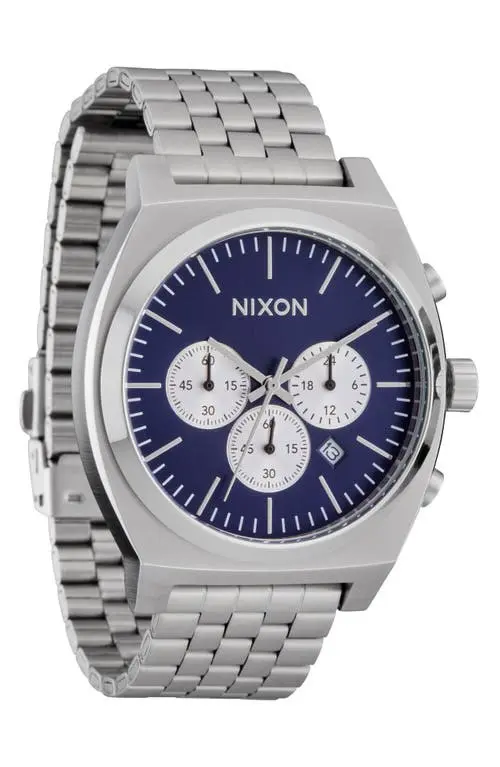 Nixon Time Teller Chronograph Bracelet Watch - Silver/midnight/silver
