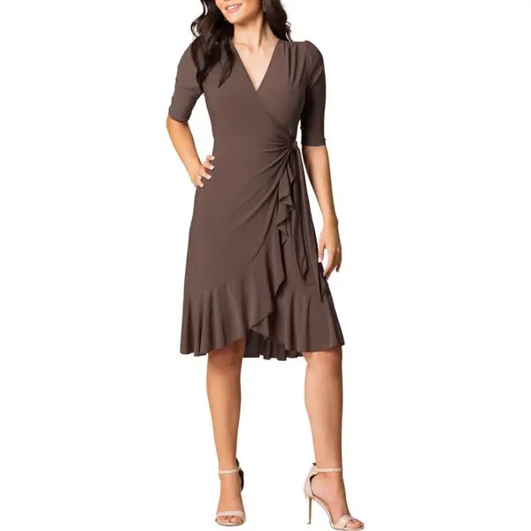 KIYONNA Whimsy Midi Wrap Dress - Java