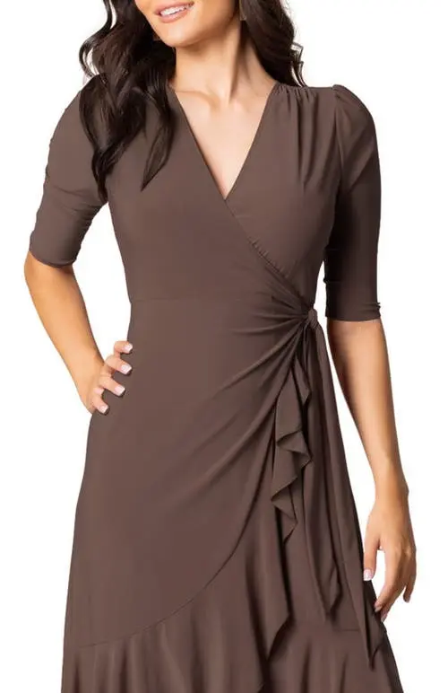 KIYONNA Whimsy Midi Wrap Dress - Java
