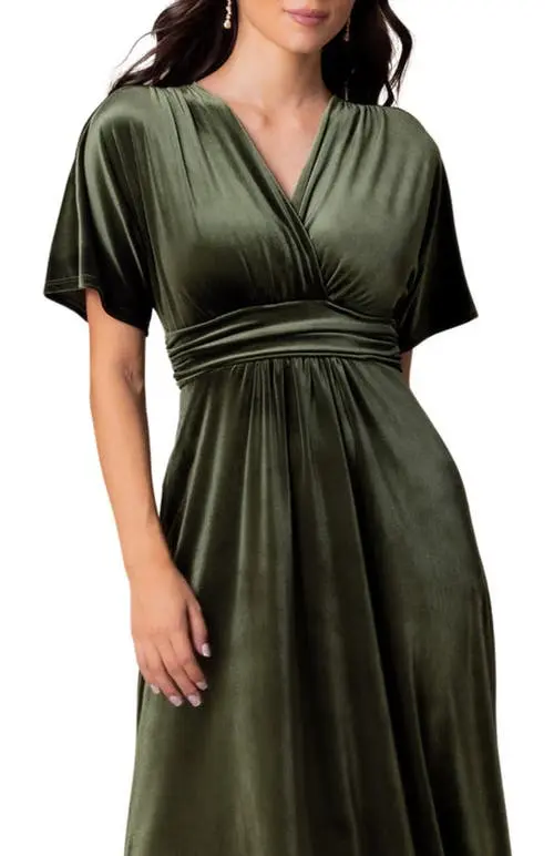 KIYONNA Verona Velvet Gown - Olive