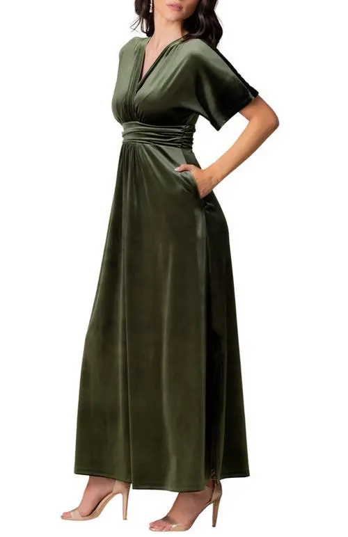 KIYONNA Verona Velvet Gown - Olive