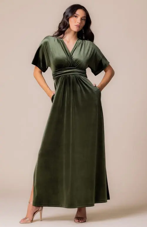 KIYONNA Verona Velvet Gown - Olive