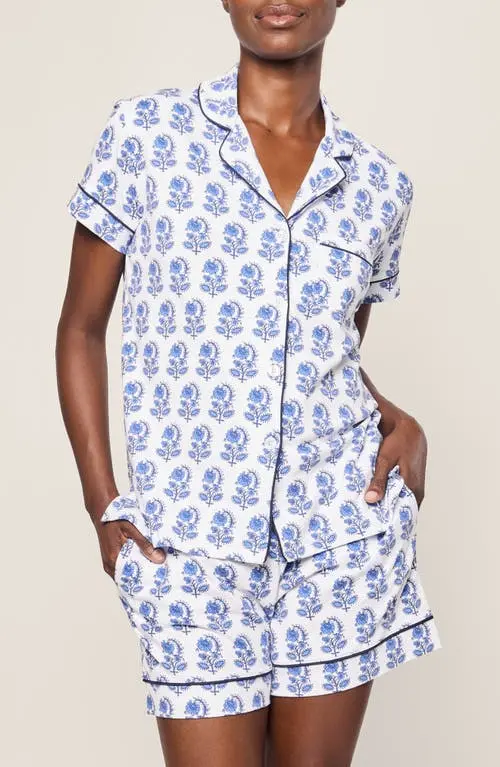 PETITE PLUME Print Pima Cotton Short Pajamas - Blue