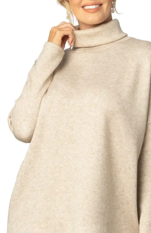 KIYONNA Paris Turtleneck Tunic Sweater - Oatmeal