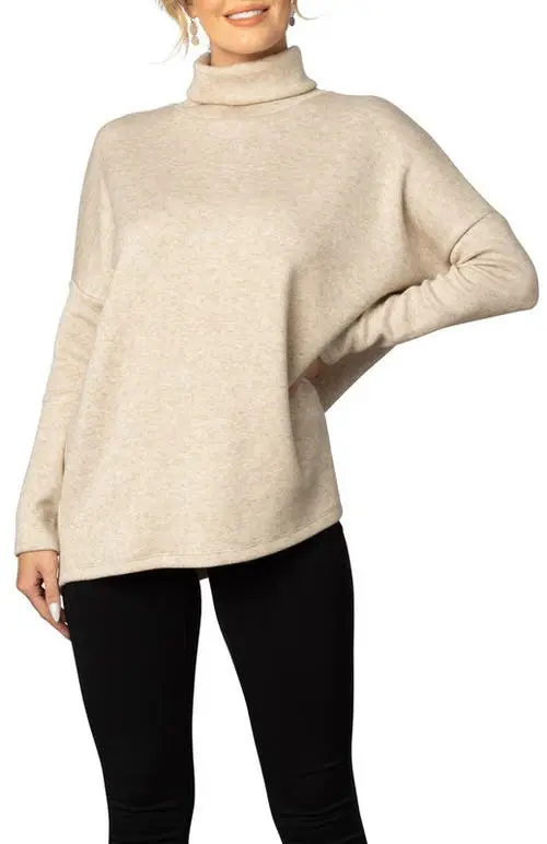 KIYONNA Paris Turtleneck Tunic Sweater - Oatmeal