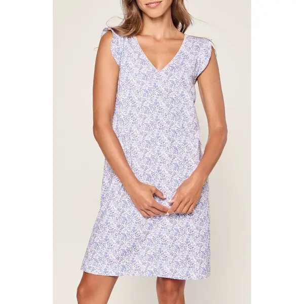 PETITE PLUME Harper Pima Cotton Nightgown - Blue