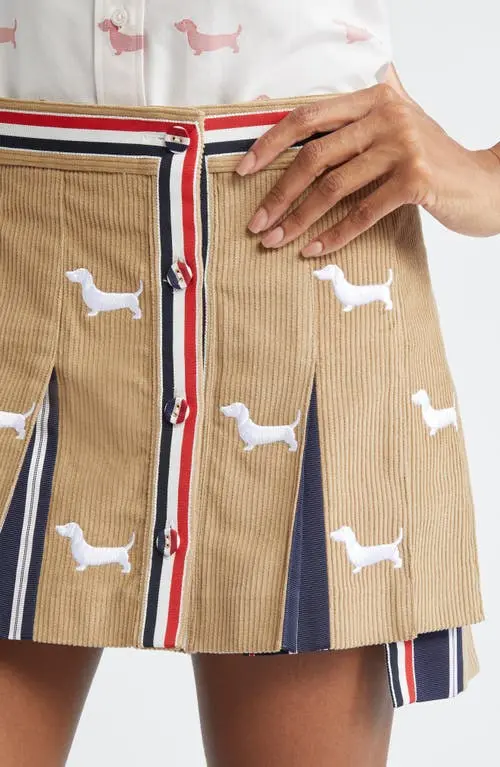 Thom Browne Hector Pleated Corduroy Miniskirt
