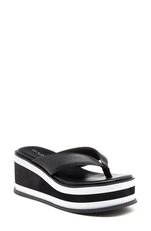 KELSI DAGGER BROOKLYN Gigi Striped Platform Wedge Flip Flop