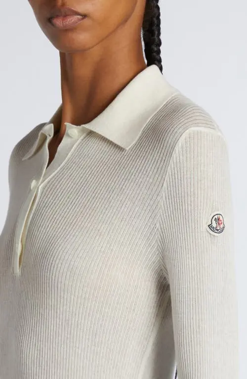 Moncler Long Sleeve Rib Polo Sweater