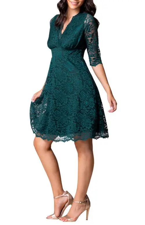 emerald green lace cocktail dress Forest Green Mesh & Lace Cocktail Dress – Aquarius Brand