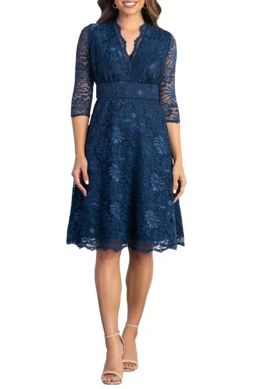 KIYONNA Mademoiselle A-line Lace Cocktail Dress - Navy Blue