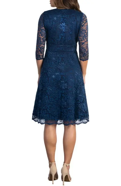 KIYONNA Lace Midi Dress - Navy Blue