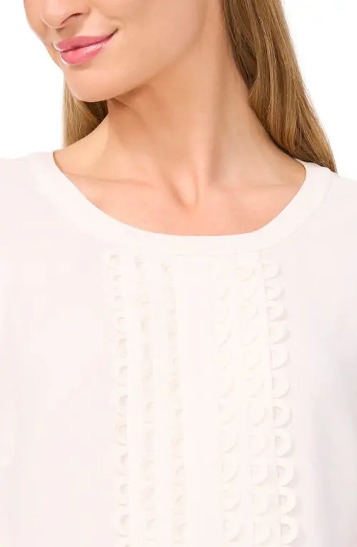 CECE DUPRAZ Scalloped Pintuck Pleat Sleeveless Top - New Ivory