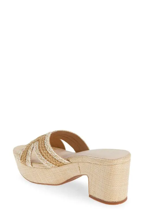 CHOCOLAT BLU Gen Platform Raffia Sandal - Tan Raffia