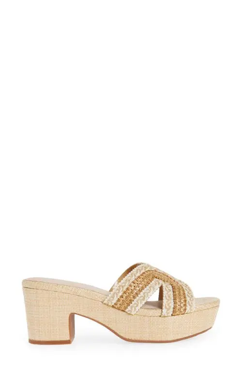 CHOCOLAT BLU Gen Platform Raffia Sandal - Tan Raffia