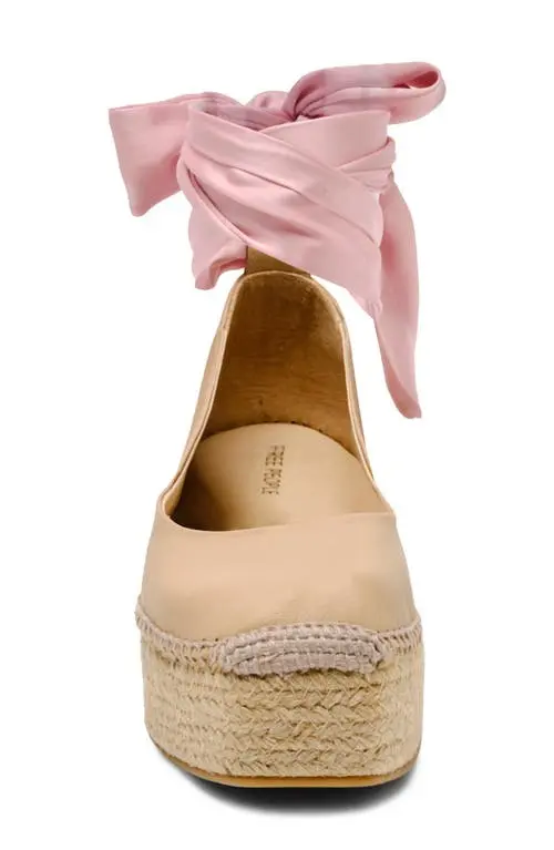 Free People Starboard Ankle Wrap Platform Espadrille - Light Tan