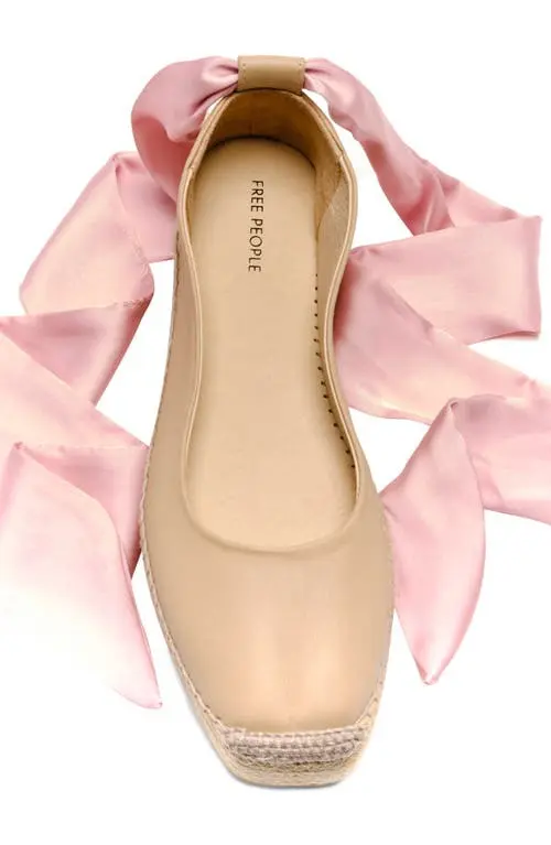 Free People Starboard Ankle Wrap Platform Espadrille - Light Tan