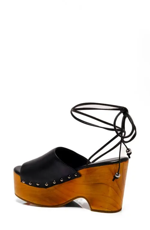 Free People Ankle Wrap Platform Sandal - Black Leather