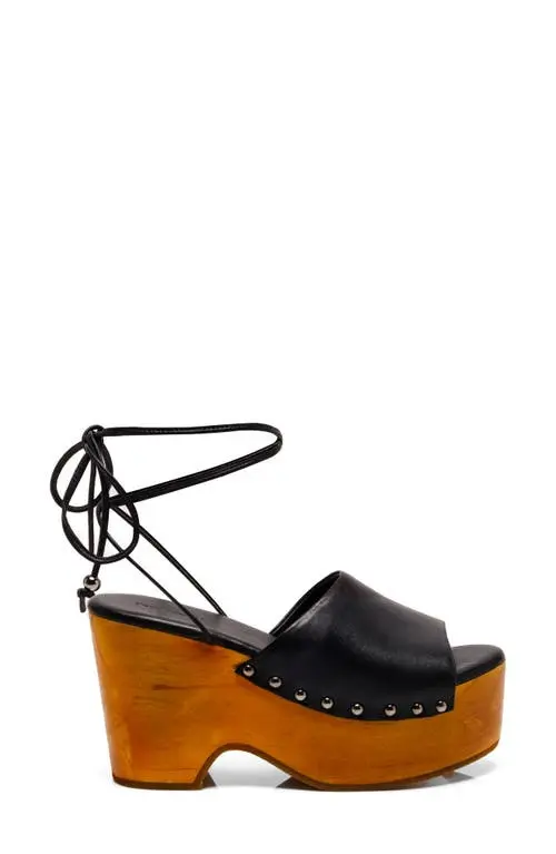 Free People Ankle Wrap Platform Sandal - Black Leather