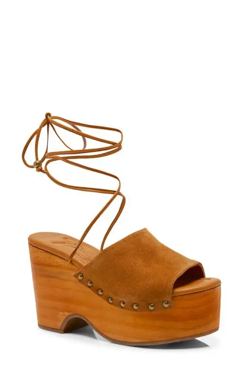 Free People Ankle Wrap Platform Sandal - Vachetta Voyage Suee