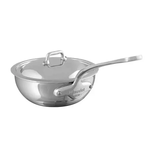 MAUVIEL M'cook 2.1 Qt. Stainless Steel Curved Splayed Saute Pan With Lid - Silver