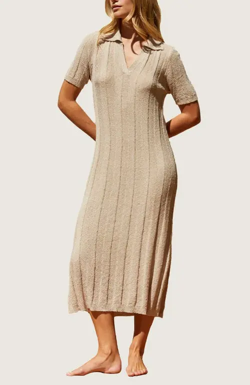 CRESCENT Ribbed Knit Polo Dress
