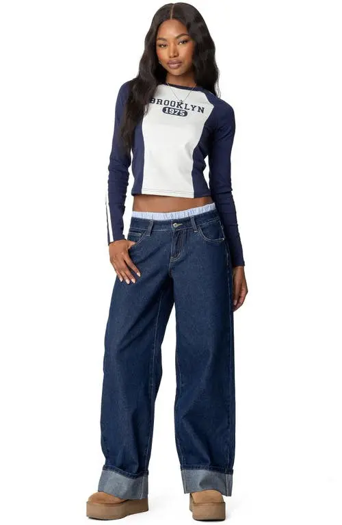 EDIKTED Low Rise Wide Leg Jeans