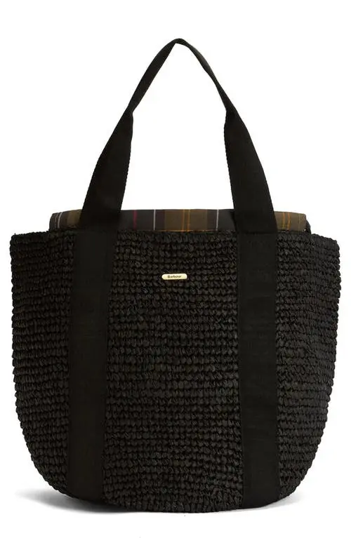 Barbour Lily Beach Raffia Tote - Black