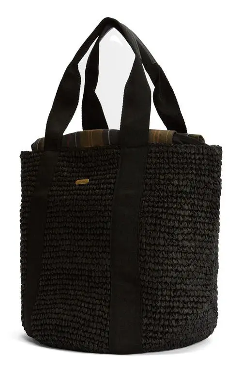 Barbour Lily Beach Raffia Tote - Black