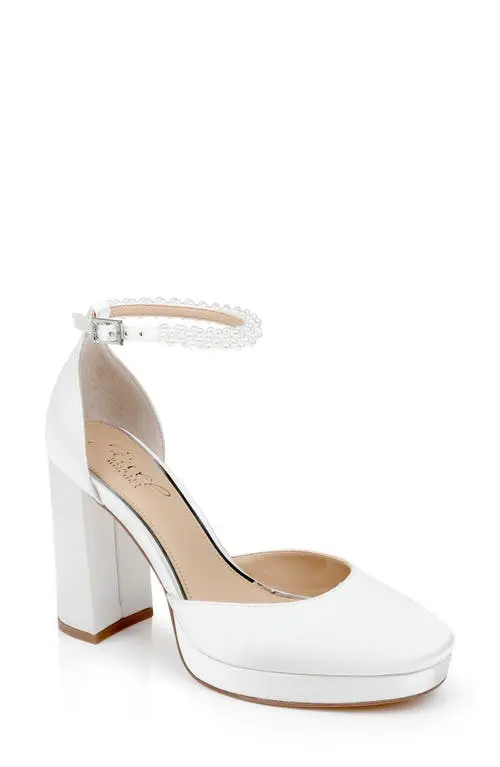 Badgley Mischka Embellished Platform Pumps - Ivory Satin