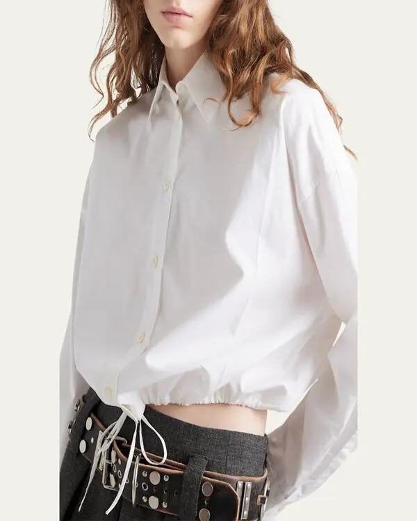 Prada Drawstring Poplin Shirt - Bianco