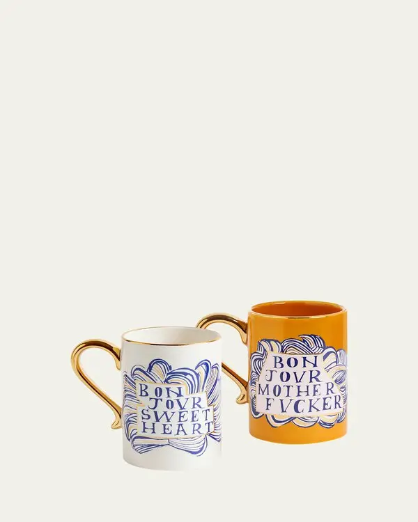 L'Objet X Ruan Hoffmann Bonjour Sweetheart & Mother 13.5 Oz. Mugs, Set Of 2 - Multi