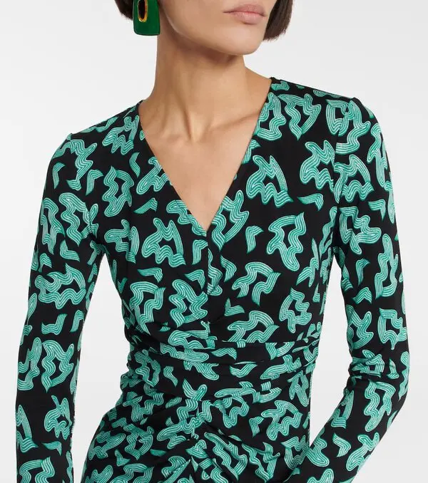 Diane Von Furstenberg Printed Ruched Midi Dress