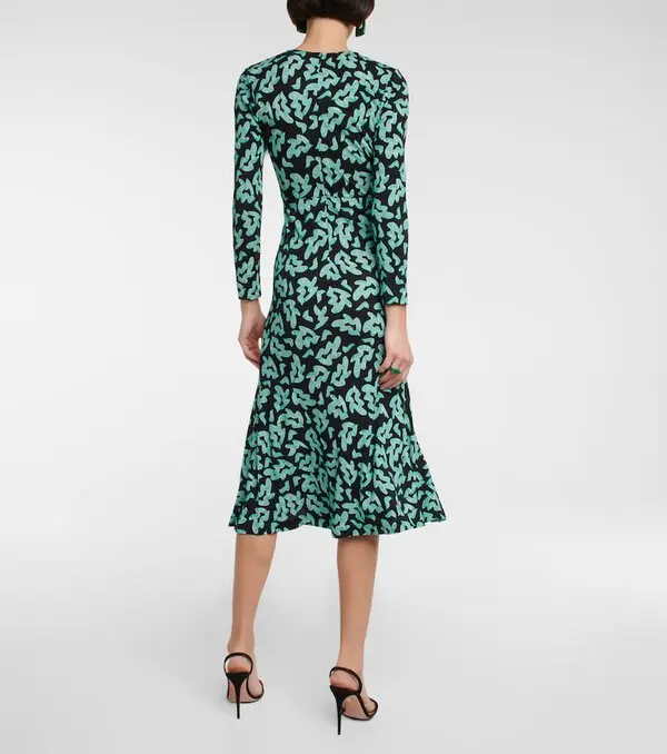 Diane Von Furstenberg Printed Ruched Midi Dress