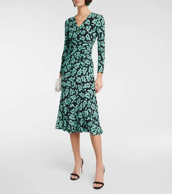 Diane Von Furstenberg Printed Ruched Midi Dress