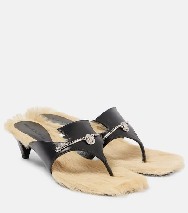 Magda Butrym Shearling-trimmed Leather Sandals - Black