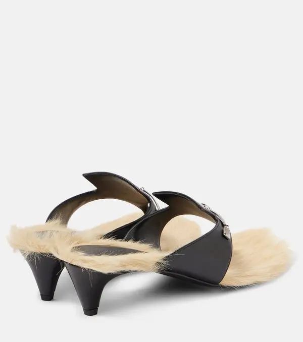 Magda Butrym Shearling-trimmed Leather Sandals