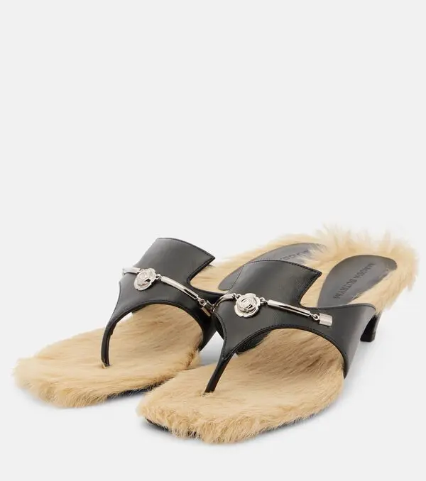 Magda Butrym Shearling-trimmed Leather Sandals