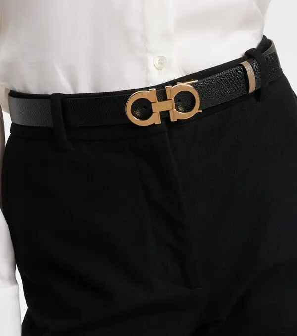 FERRAGAMO Gancini Reversible Leather Belt - Beige