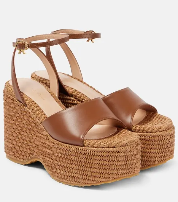 GIANVITO ROSSI Leather Platform Espadrilles